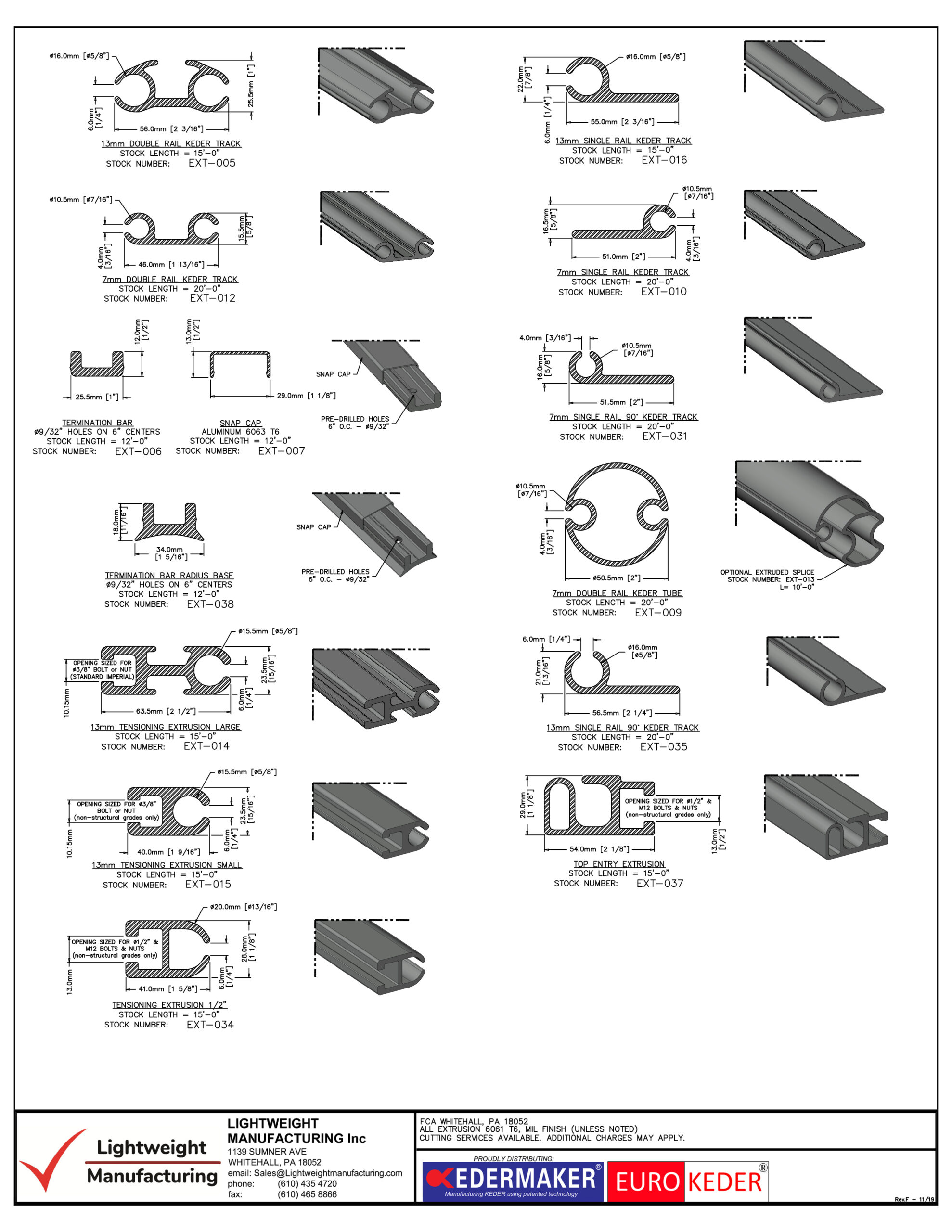 keder rail extrusions